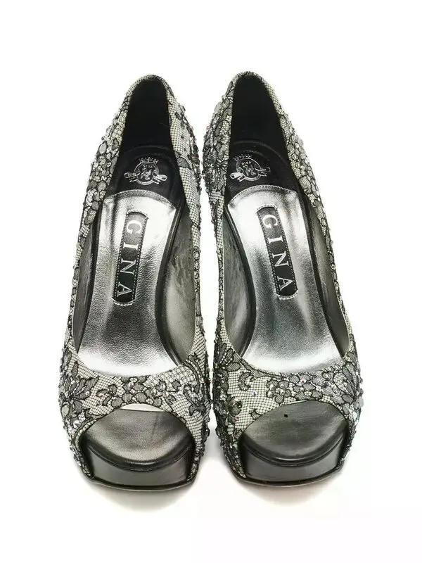 GINA Crystal-embellished Lace Pumps