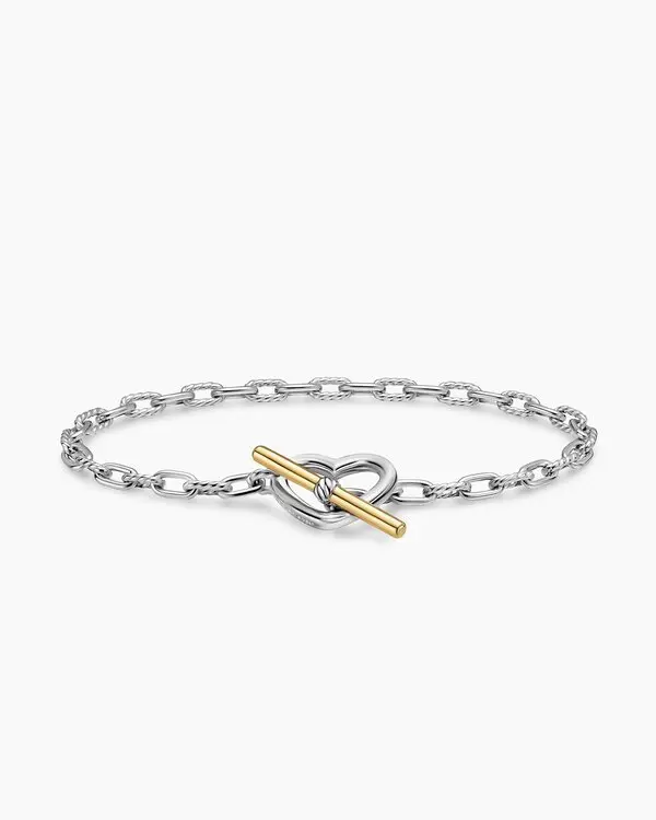 David Yurman Dy Madison Heart Toggle Chain Bracelet - Sterling Silver/18k Yellow Gold