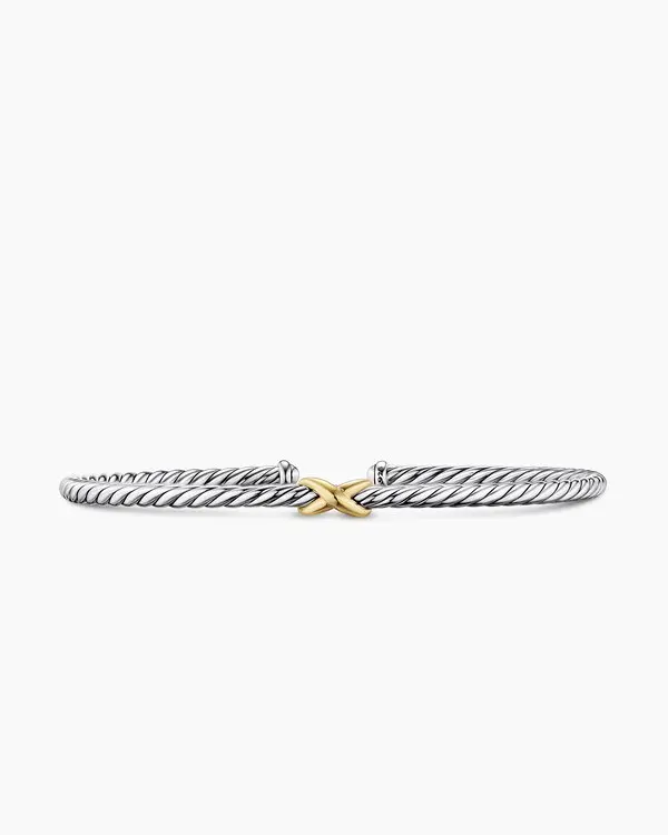 David Yurman Micro Cable Flex X Bracelet - Sterling Silver/14k Yellow Gold