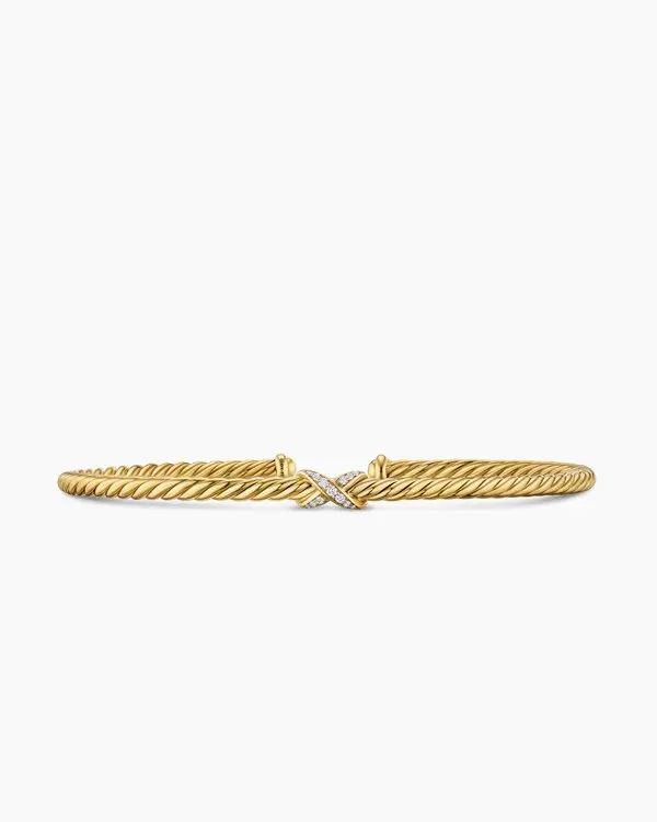 David Yurman 18k Yellow Gold Cablespira Flex X Bracelet - Diamond