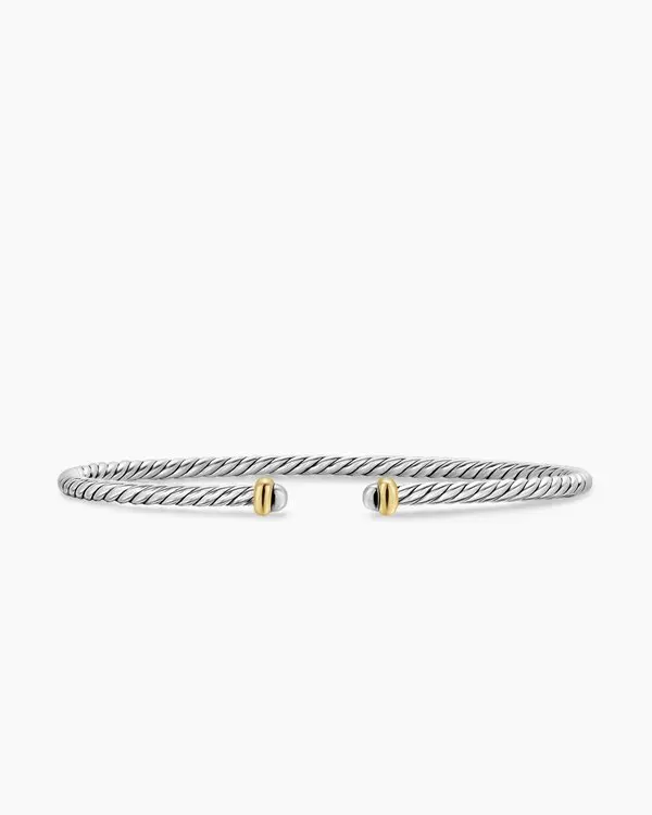 David Yurman Sterling Silver And 14k Yellow Gold Micro Cable Flex Bracelet - Sterling Silver/14k Yellow Gold
