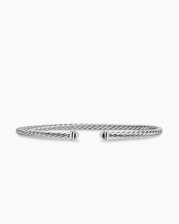 David Yurman Micro Cable Flex Bracelet - All Sterling Silver
