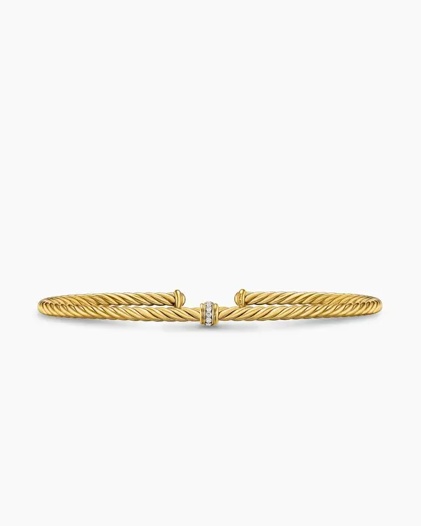 David Yurman 18k Yellow Gold Cablespira Bracelet - Diamond