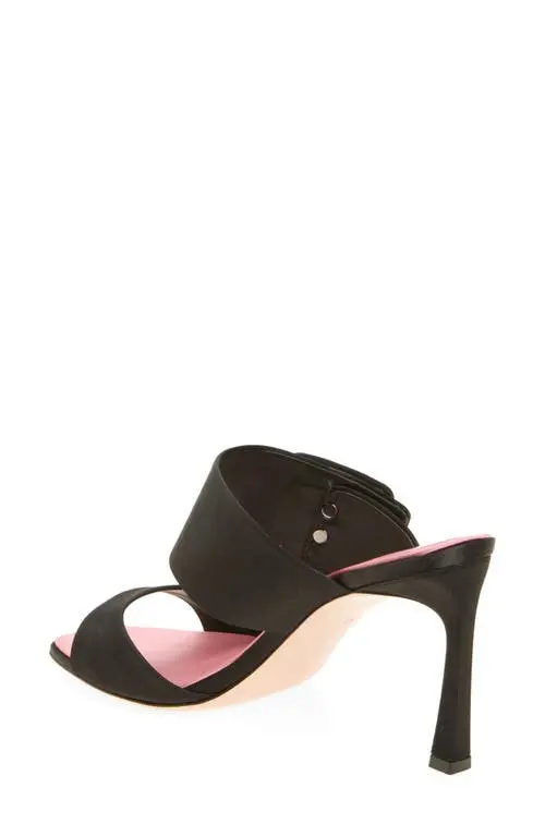 ROGER VIVIER Trompette Crystal Buckle Satin Sandal - Nero