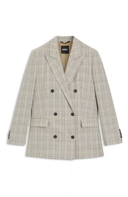 BOSS Jukana Windowpane Plaid Stretch Wool Blazer
