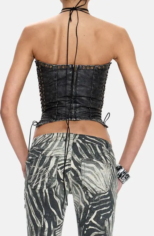 JADED LONDON Faux Leather Lace-up Corset