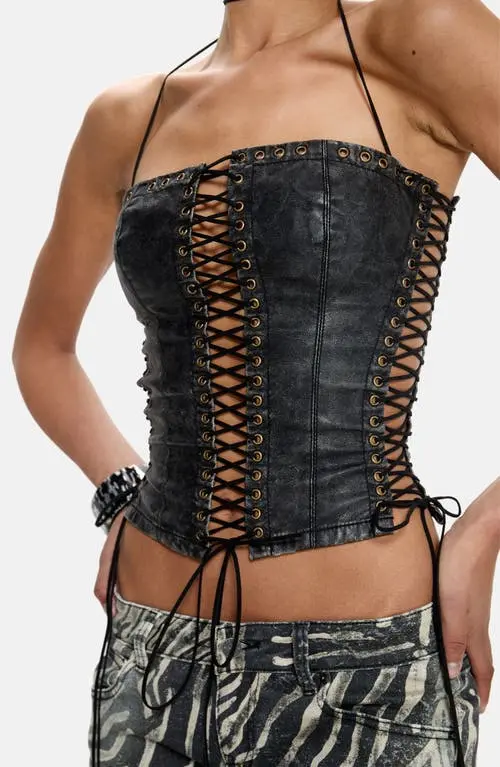 JADED LONDON Faux Leather Lace-up Corset