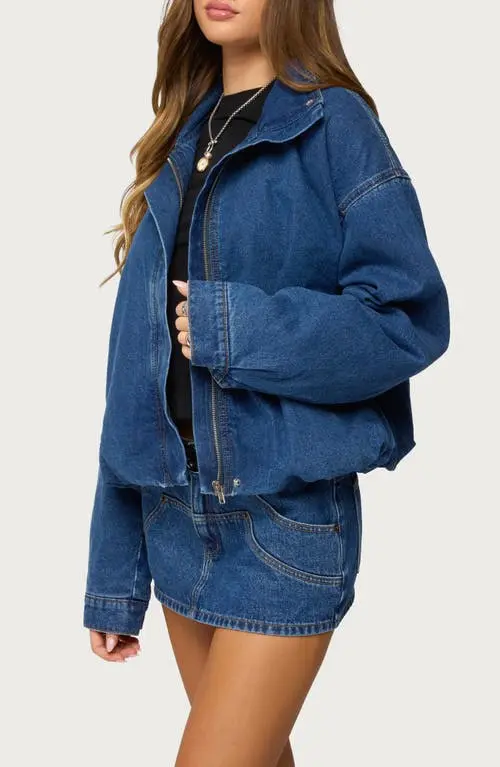 EDIKTED Oversized Denim Jacket With Bubble Hem