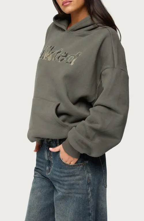 EDIKTED Oversized Hoodie With Camo Lettering