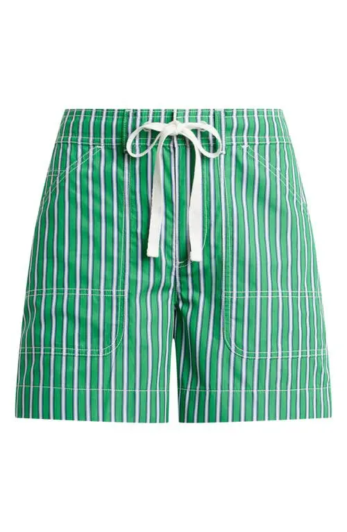 Ralph Lauren Striped Cotton Broadcloth Drawstring Shorts