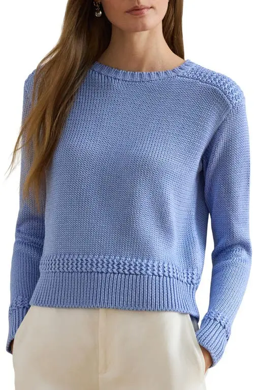 Ralph Lauren Mixed Stitch Cotton-blend Crewneck Sweater - Banker Blue