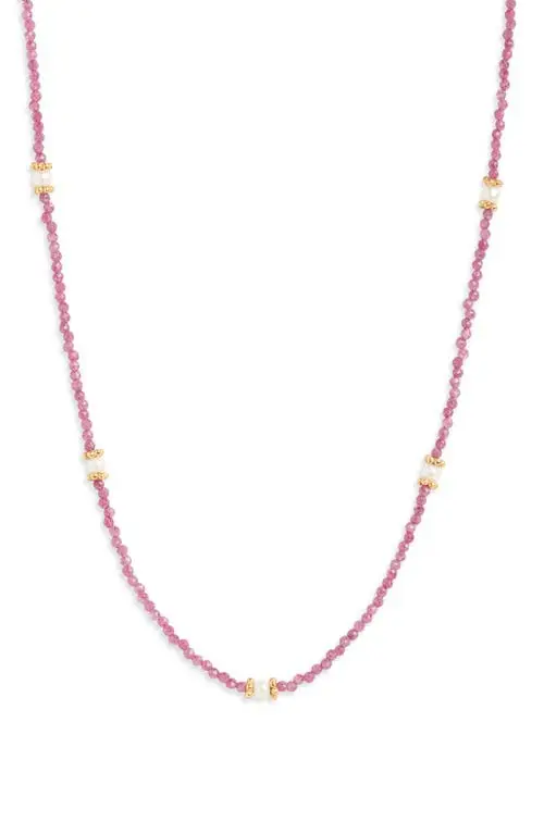 KIARA BY KI-ELE Taylor Pearl & Ruby Beaded Necklace - Gold