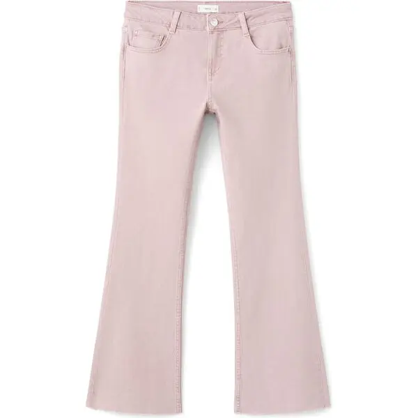 Mango Mid-rise Crop Flare Jeans - Pale Pink