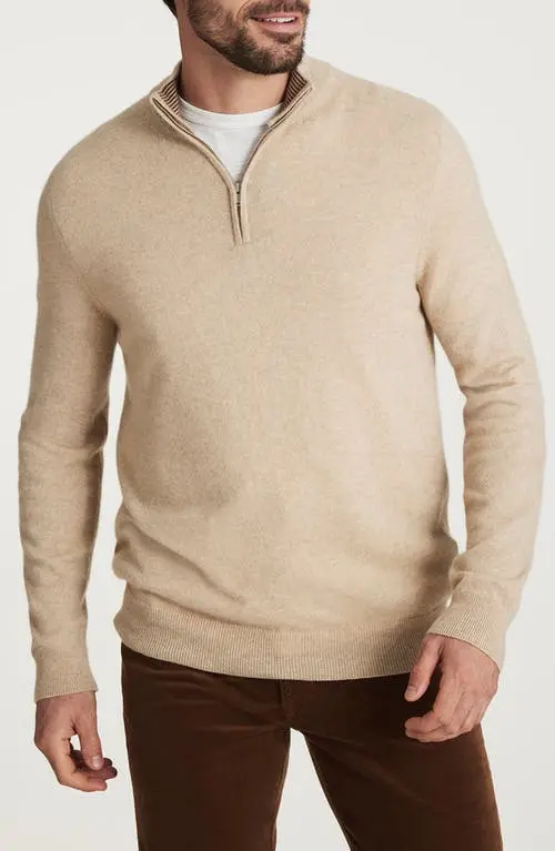 34 Heritage Cashmere Quarter Zip Pullover - Beige