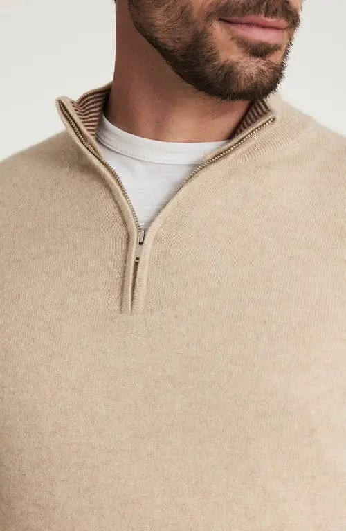 34 Heritage Cashmere Quarter Zip Pullover - Beige