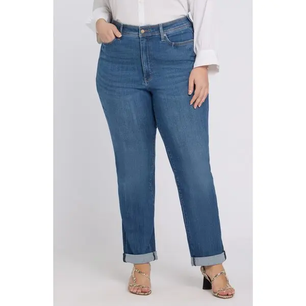 NYDJ Marilyn Cuffed Straight Leg Jeans - Wild River