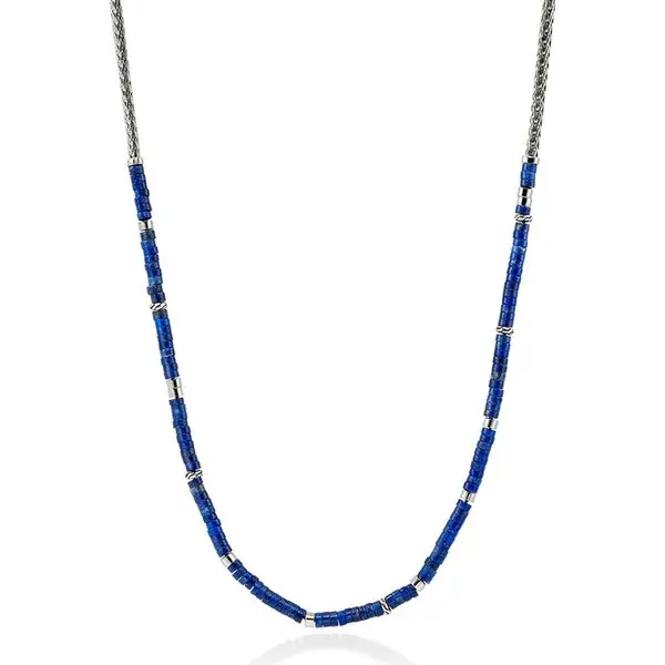 John Hardy Classic Chain Heishi Necklace - Silver/blue