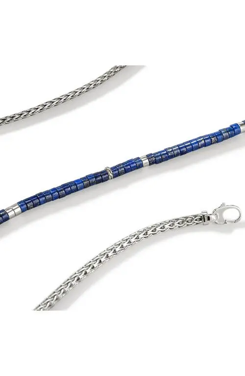 John Hardy Classic Chain Heishi Necklace - Silver/blue