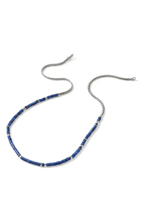 John Hardy Classic Chain Heishi Necklace - Silver/blue