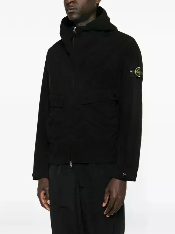 Stone Island Hooded Zip Jacket - Black