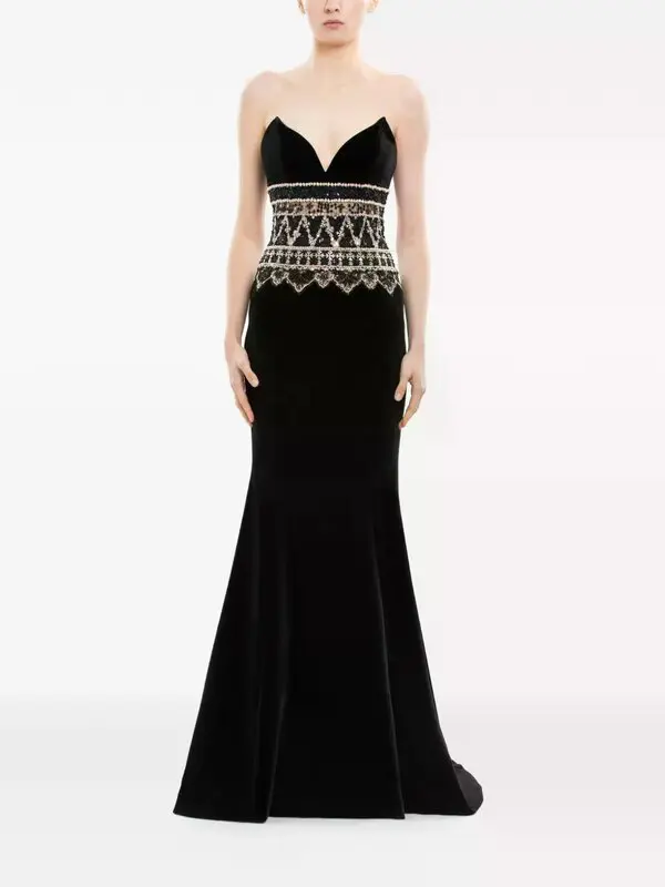 SAIID KOBEISY Strapless Embroidered Dress