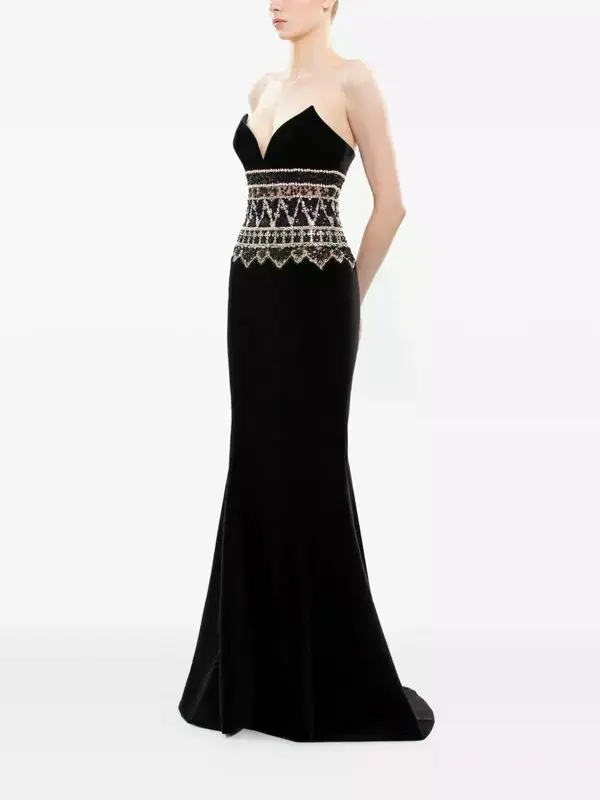 SAIID KOBEISY Strapless Embroidered Dress