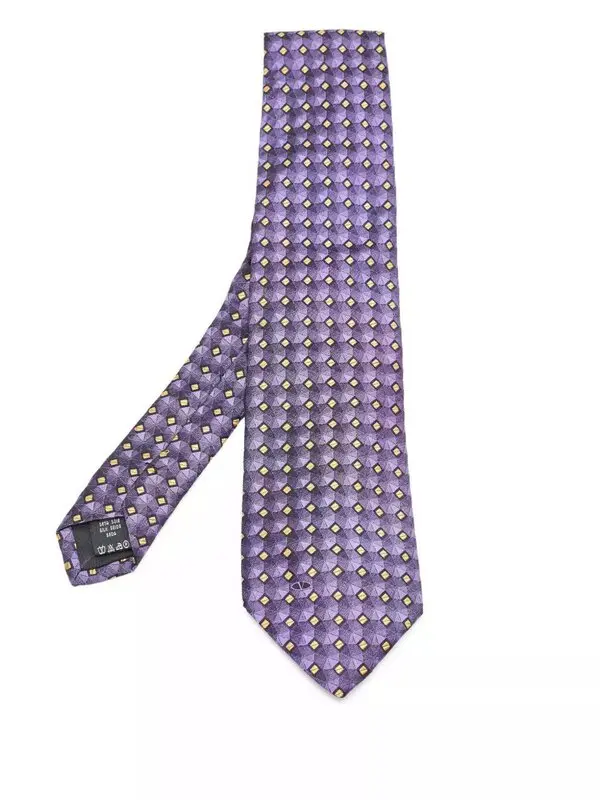 Valentino Garavani Geometric-pattern Silk Neck Tie - Purple