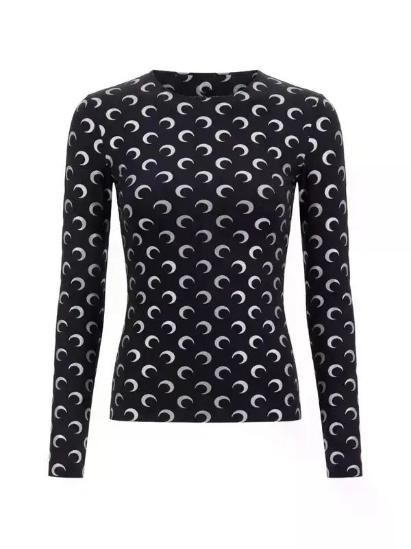MARINE SERRE Signature Moon Print Long Sleeve Top