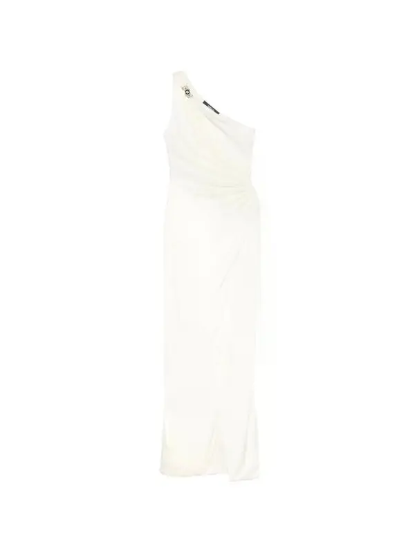 Versace One-shoulder Draped Maxi Gown Dress - Neutrals
