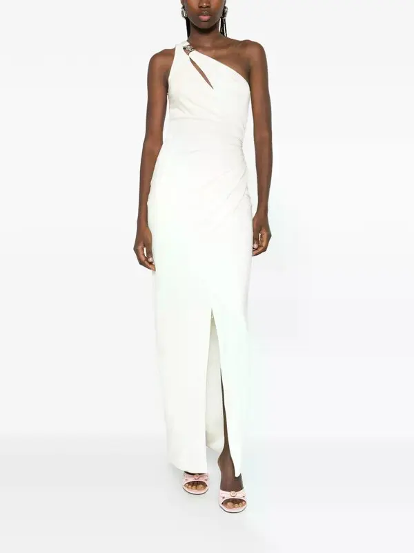 Versace One-shoulder Draped Maxi Gown Dress - Neutrals