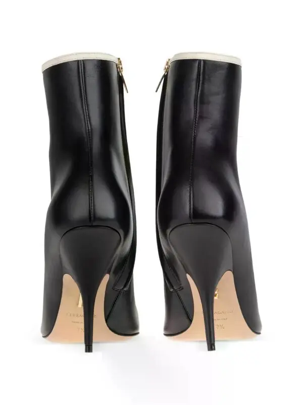 FERRAGAMO Bow Pointed Ankle Boots - Black