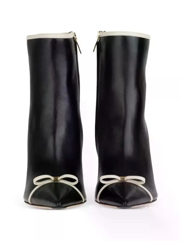 FERRAGAMO Bow Pointed Ankle Boots - Black