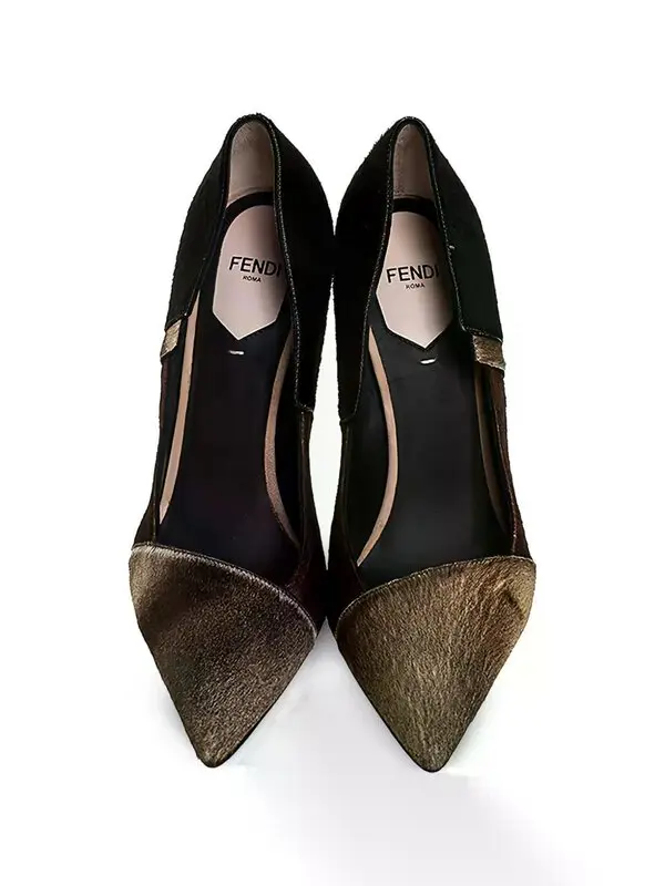 Fendi Tri Color Leather Pointed-toe Pumps