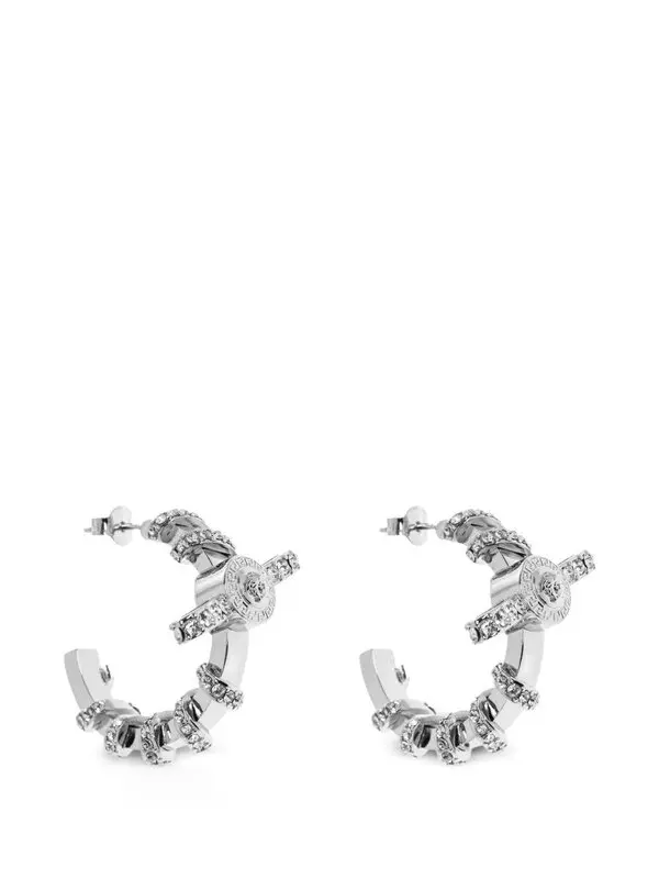 Versace Embellished Hoop Earrings - Silver