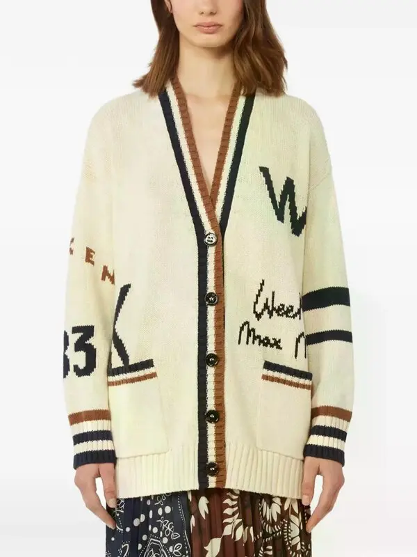 Max Mara Blasone Striped Button Cardigan - Neutrals