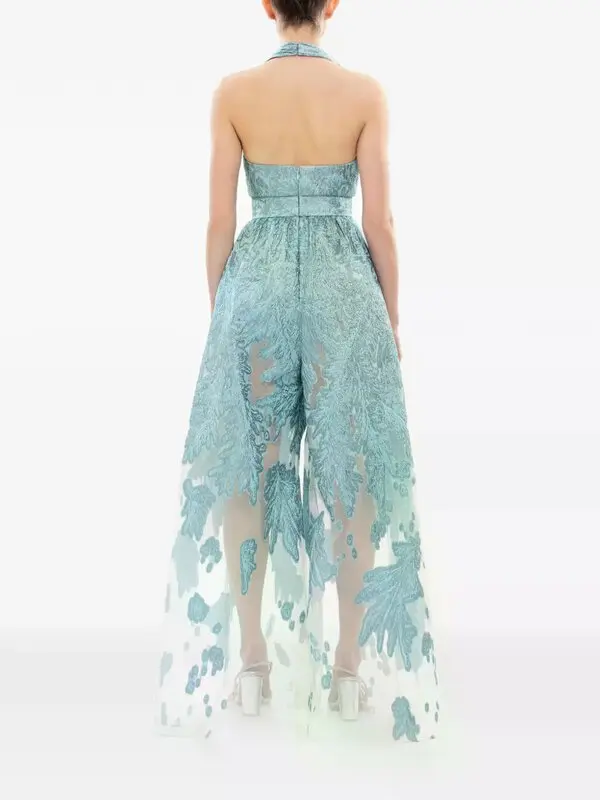 SAIID KOBEISY V-neck Brocade Jumpsuit