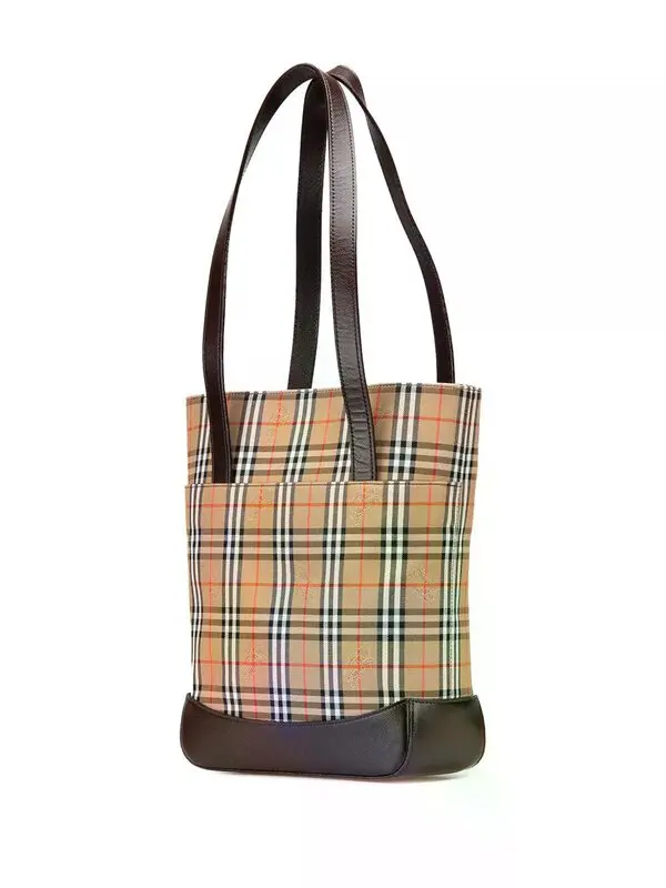 Burberry Haymarket Check Canvas Tote Bag - Brown