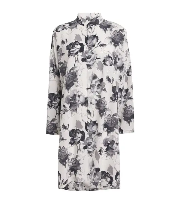 Eskandar Silk Floral Longline Shirt