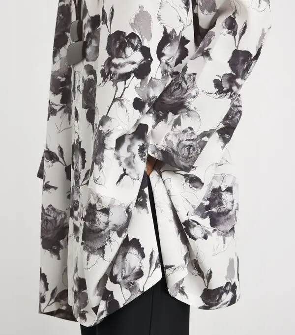 Eskandar Silk Floral Longline Shirt
