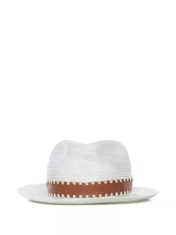 Eleventy Whipstitch-detail Fedora Hat - White