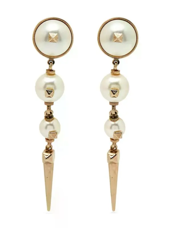 Valentino Garavani Rockstud Faux-pearl Drop Earrings - Gold