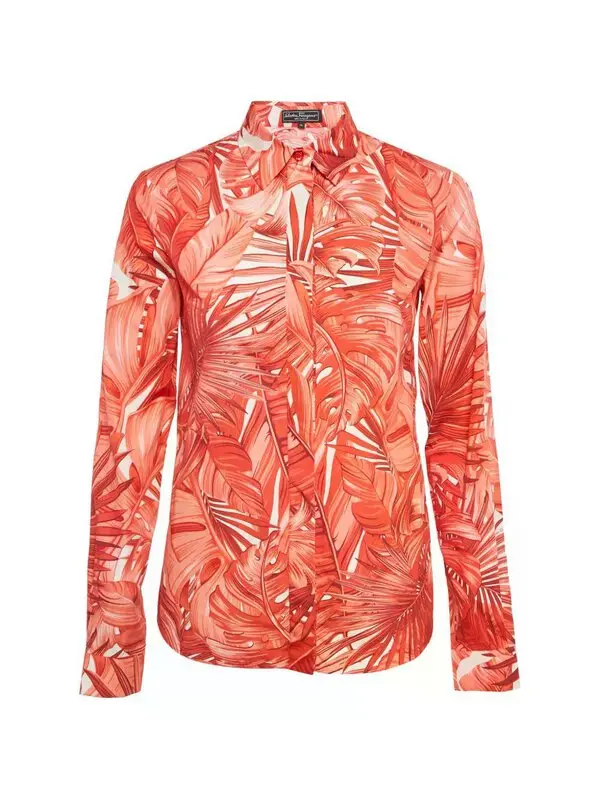 FERRAGAMO Tropical-print Button-down Shirt