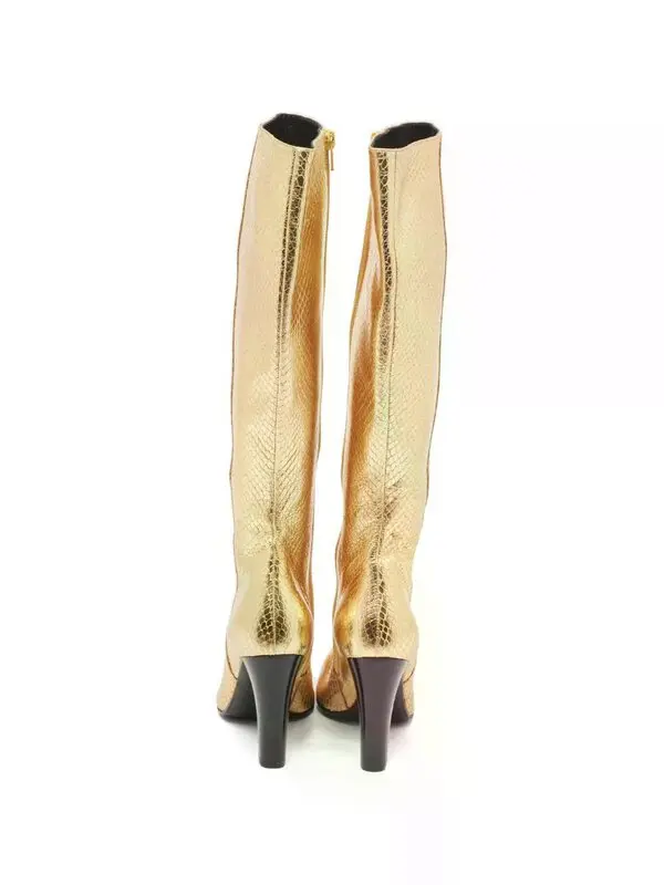 Saint Laurent Python-embossed Knee-high Boots