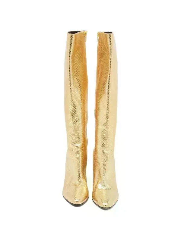 Saint Laurent Python-embossed Knee-high Boots