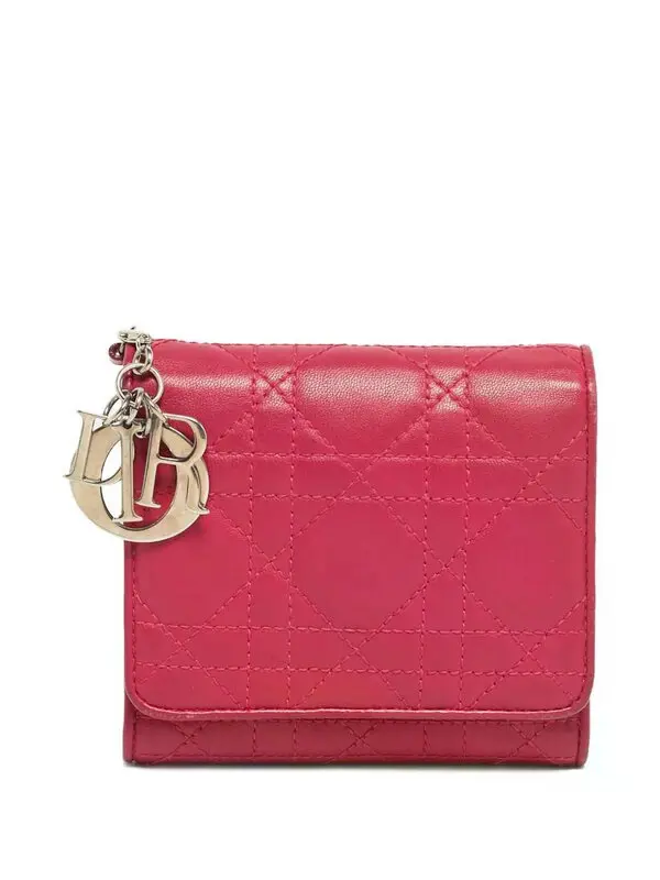 Dior Cannage Leather Trifold Wallet - Pink