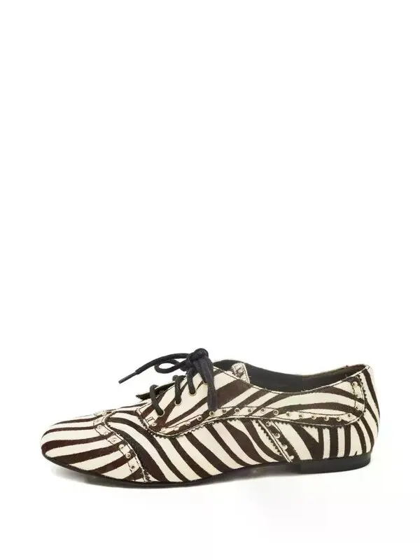 Pierre Balmain Zebra-print Studded Oxford Shoes - White