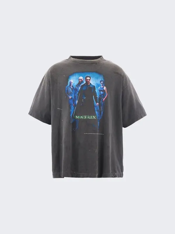 SAINT MXXXXXX X The Matrix Green Logo T-shirt - Black