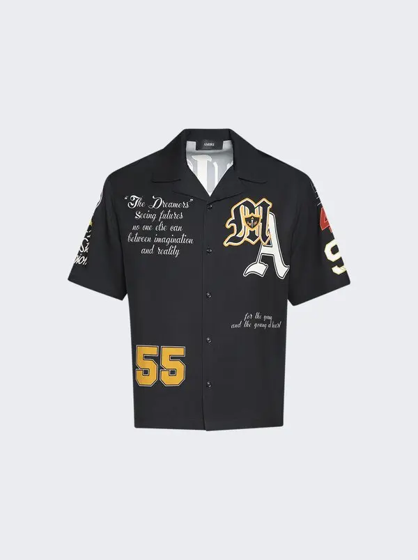 Amiri Varsity Patch Camp Shirt - Black