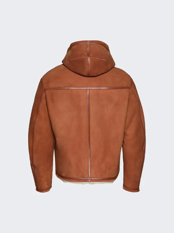THE ELDER STATESMAN Shearling Hoodie Jacket - Camel