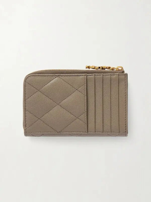 Saint Laurent Quilted Textured-leather Wallet - Brown